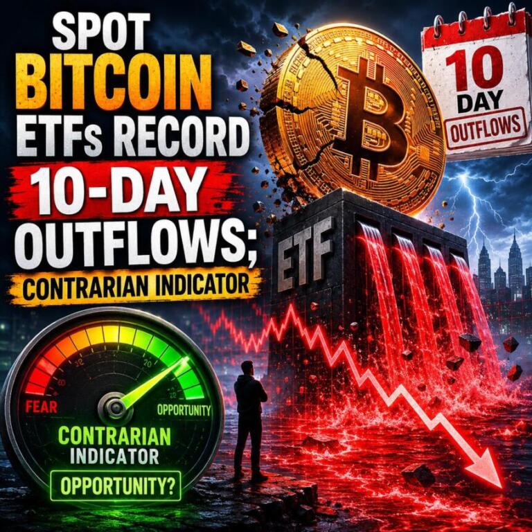Spot Bitcoin ETFs Record 10-Day Outflows; Contrarian Indicator